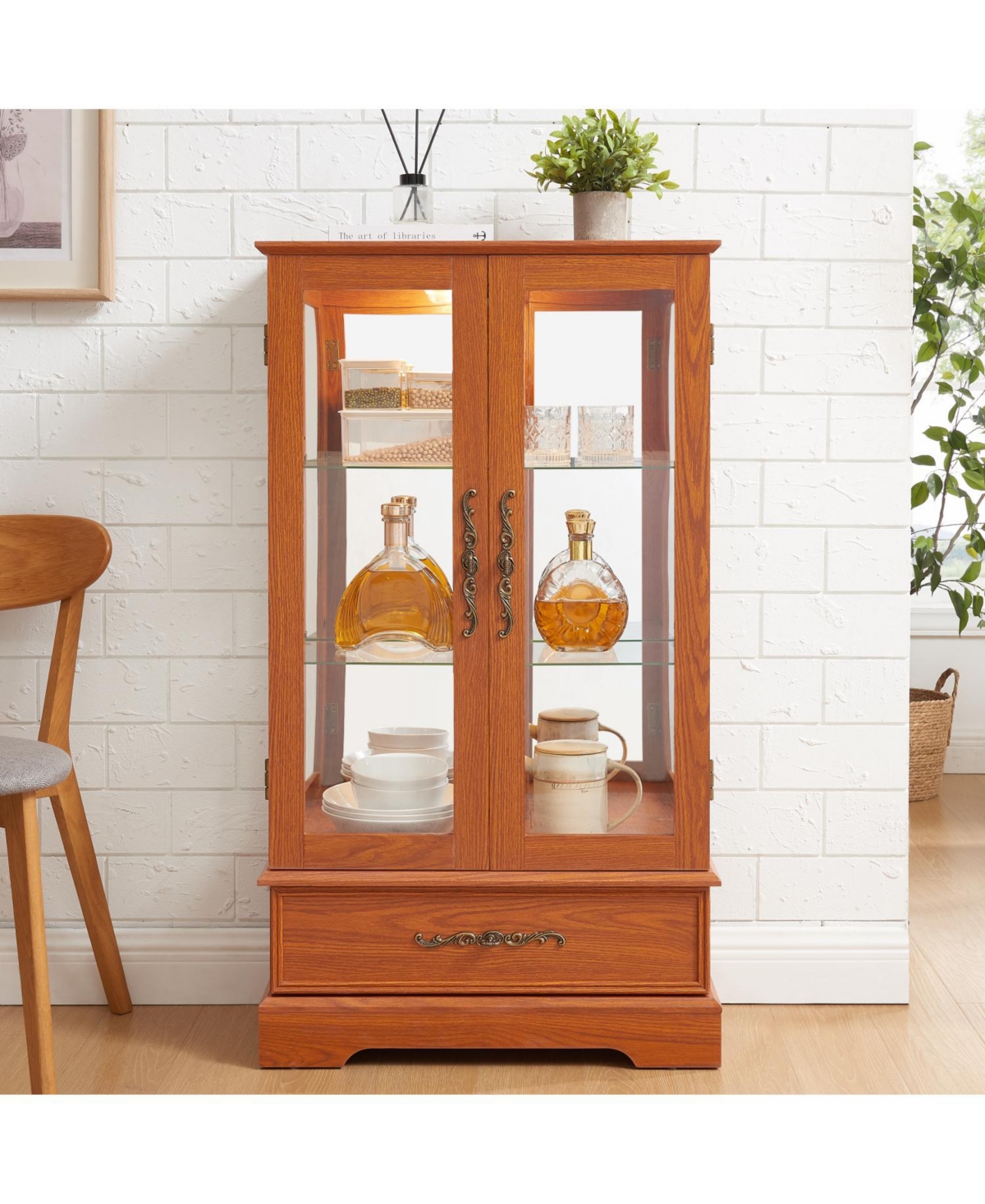 Click here for Streamdale Furniture Lighted Glass Curio Cabinet -... prices