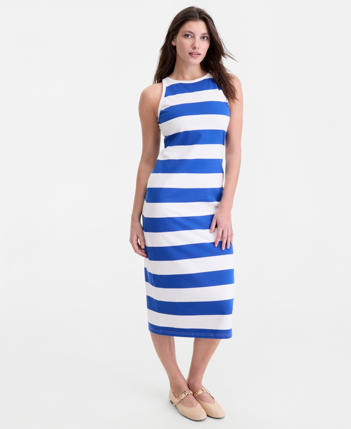 Click here for On 34th Womens Ringer-Trim Sleeveless Knit Midi Dr... prices