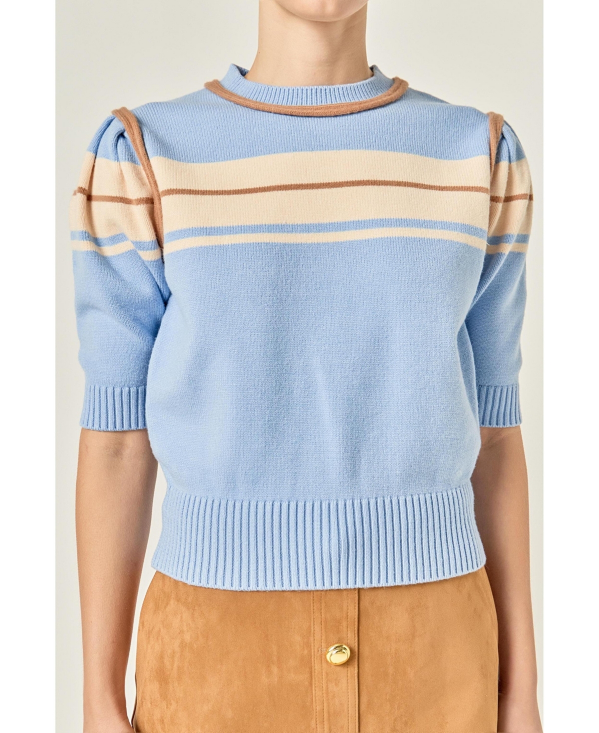 Click here for English Factory Womens Knit Shirt - Powder blue mu... prices