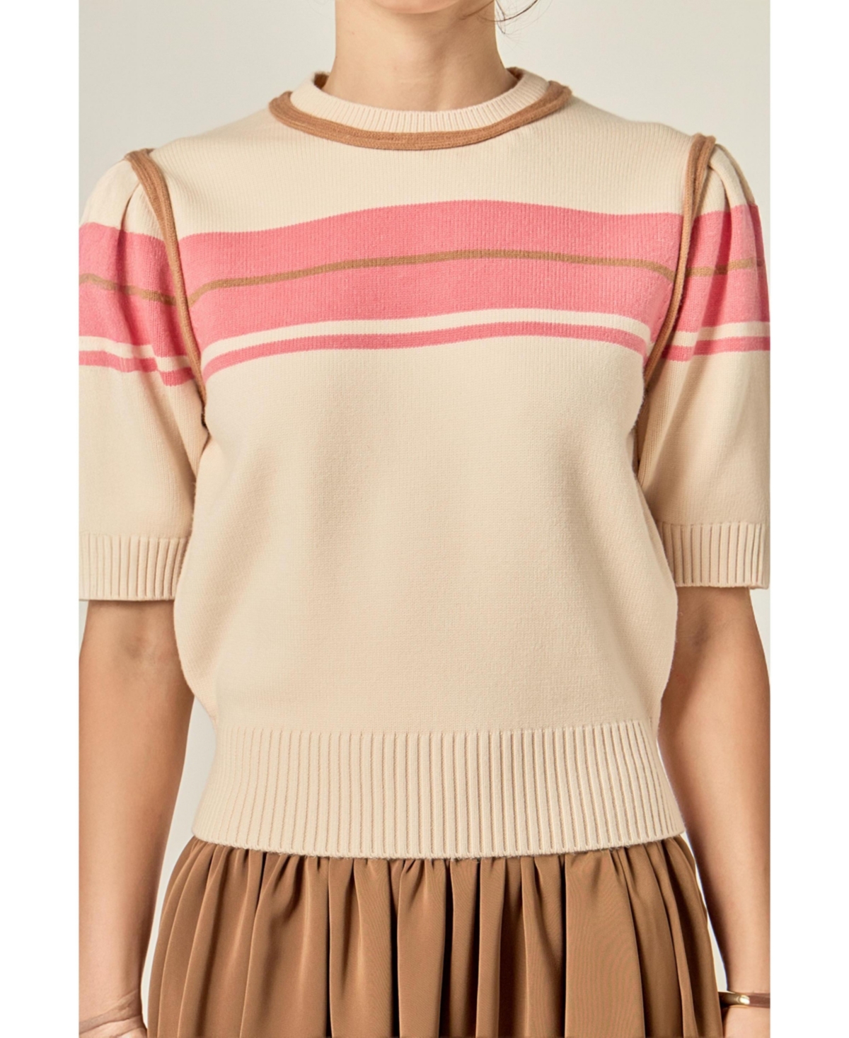 Click here for English Factory Womens Knit Shirt - Cream multi prices