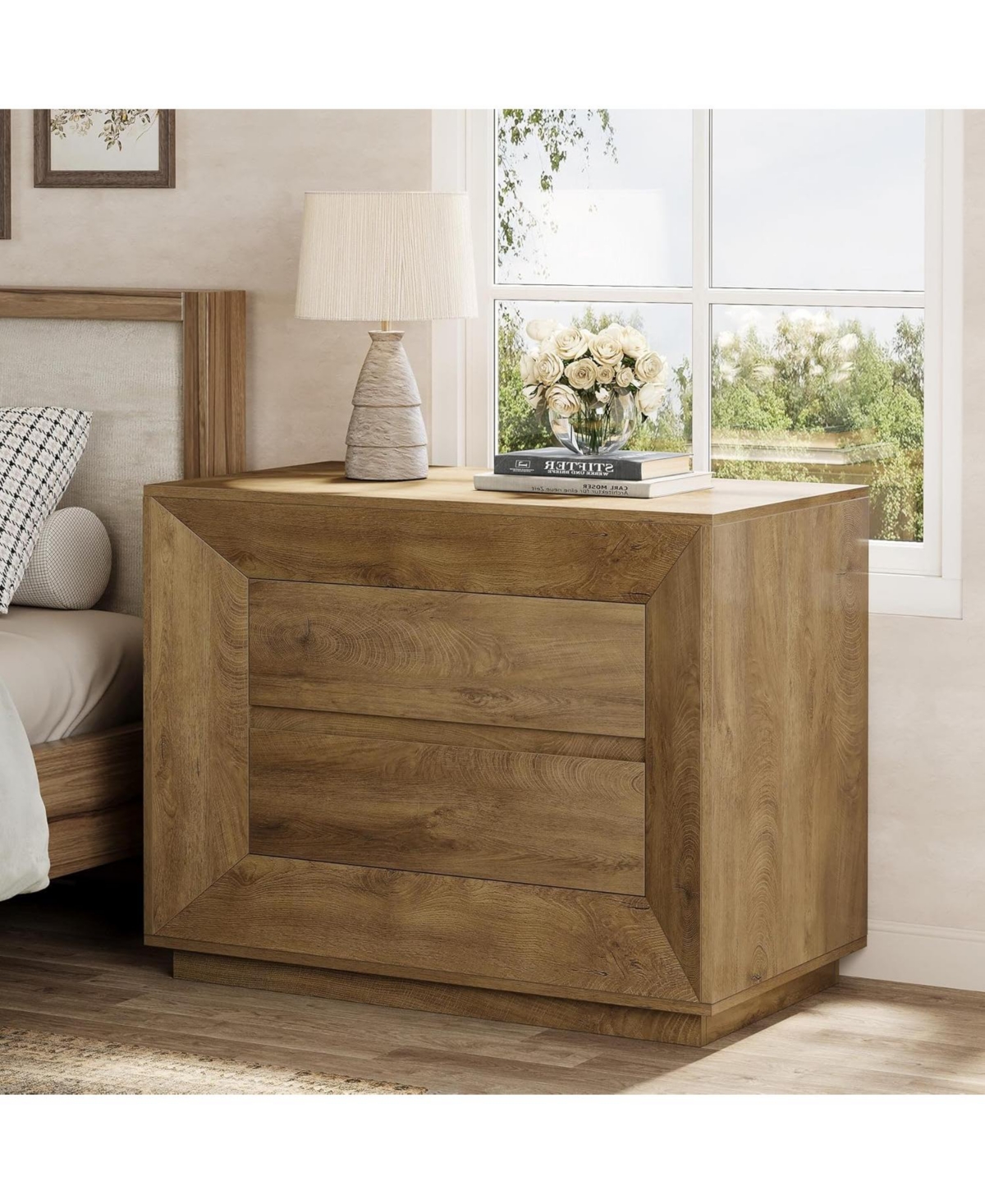 Click here for Tribesigns Nightstand  Large Night Stand with 2 Dr... prices