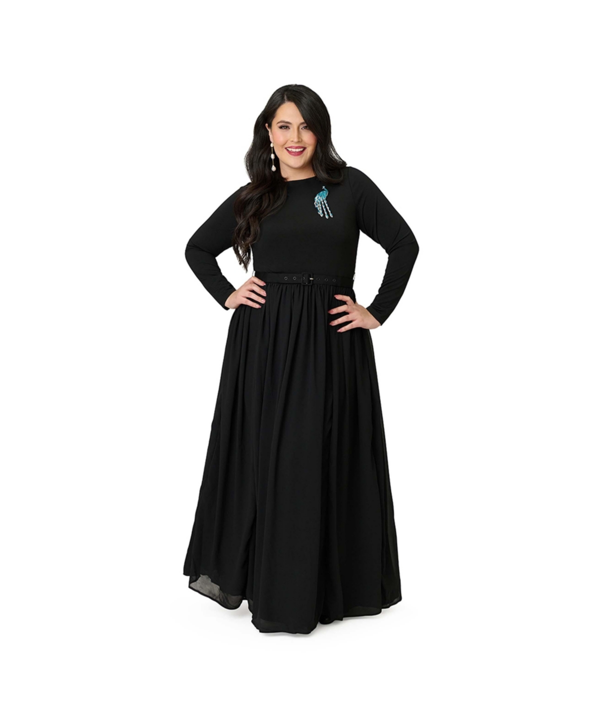 Click here for Unique Vintage Plus Size Brooch Maxi Dress - Black... prices