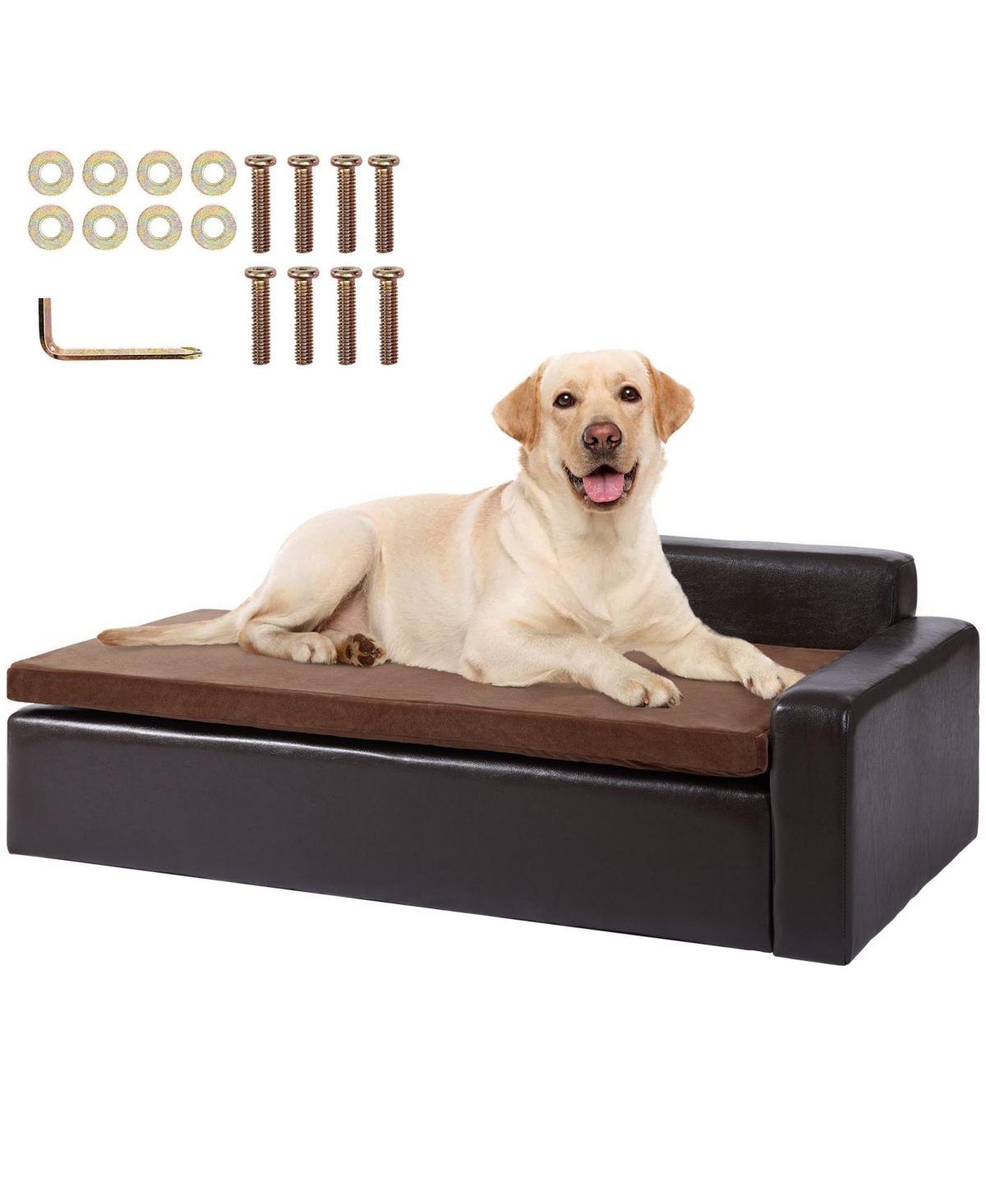 Click here for Cozito Faux Leather Pet Sofa for Large Pets  Holds... prices
