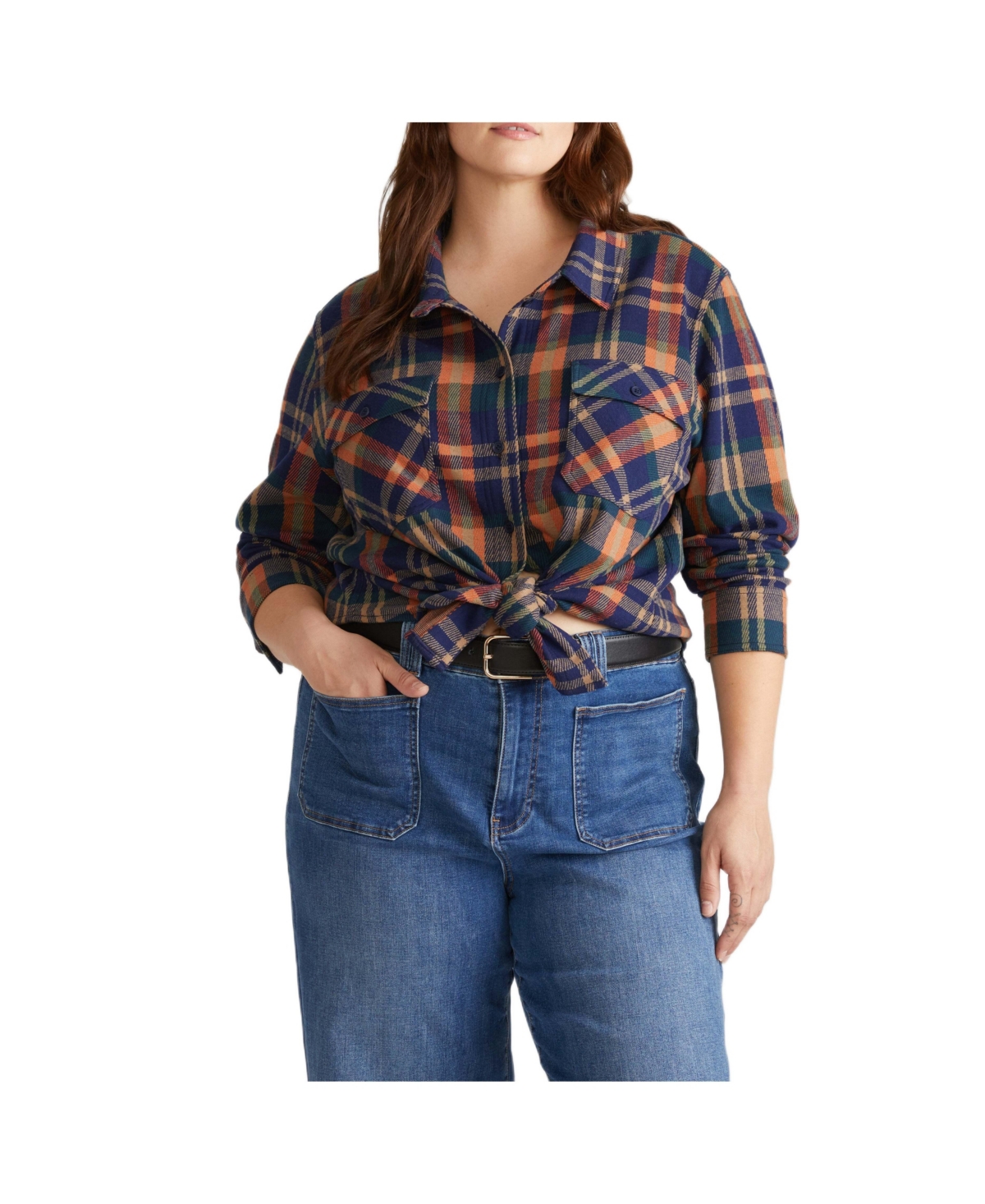 Click here for Universal Standard Womens Maine Stretch Flannel Sh... prices