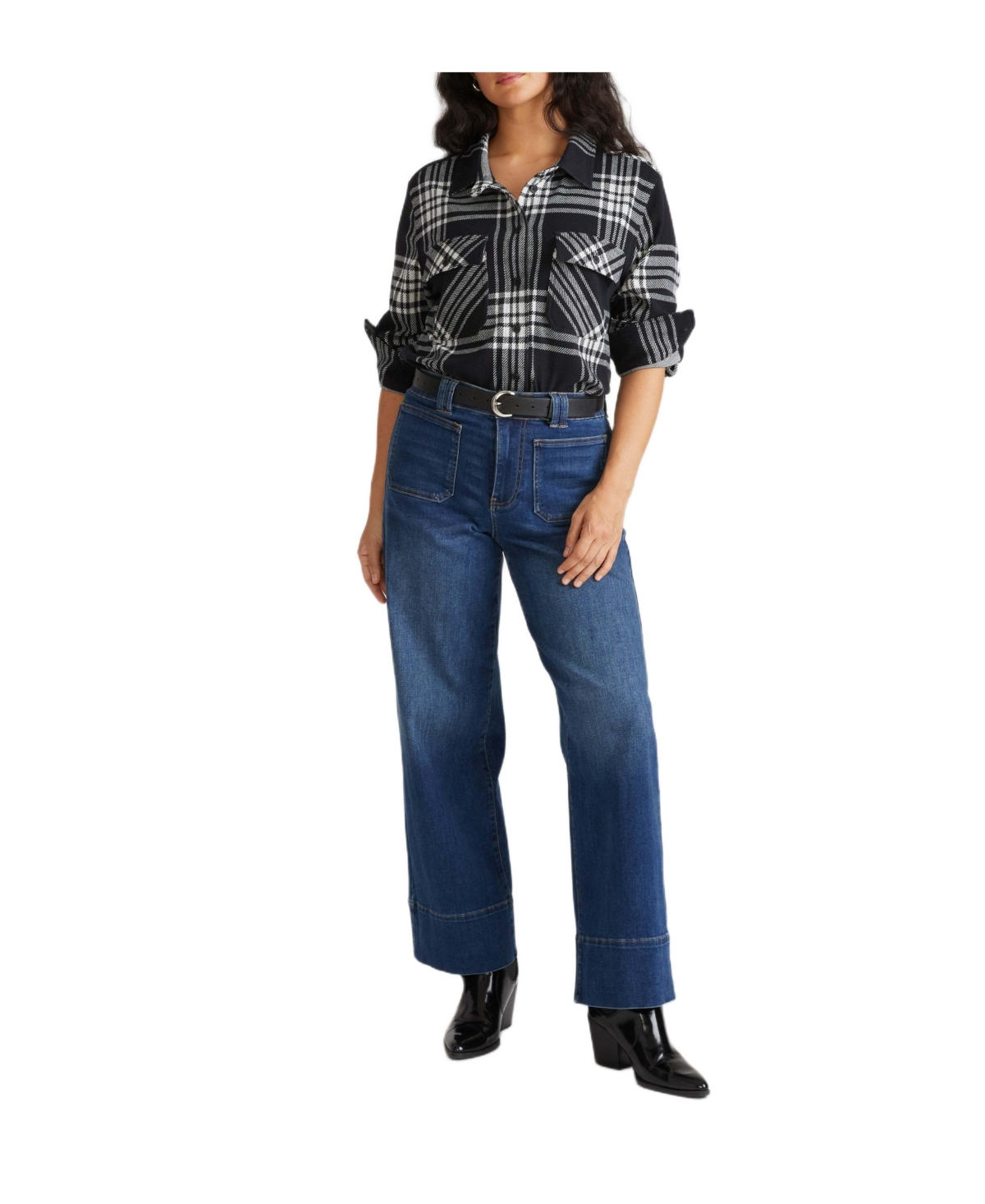 Click here for Universal Standard Womens Maine Stretch Flannel Sh... prices