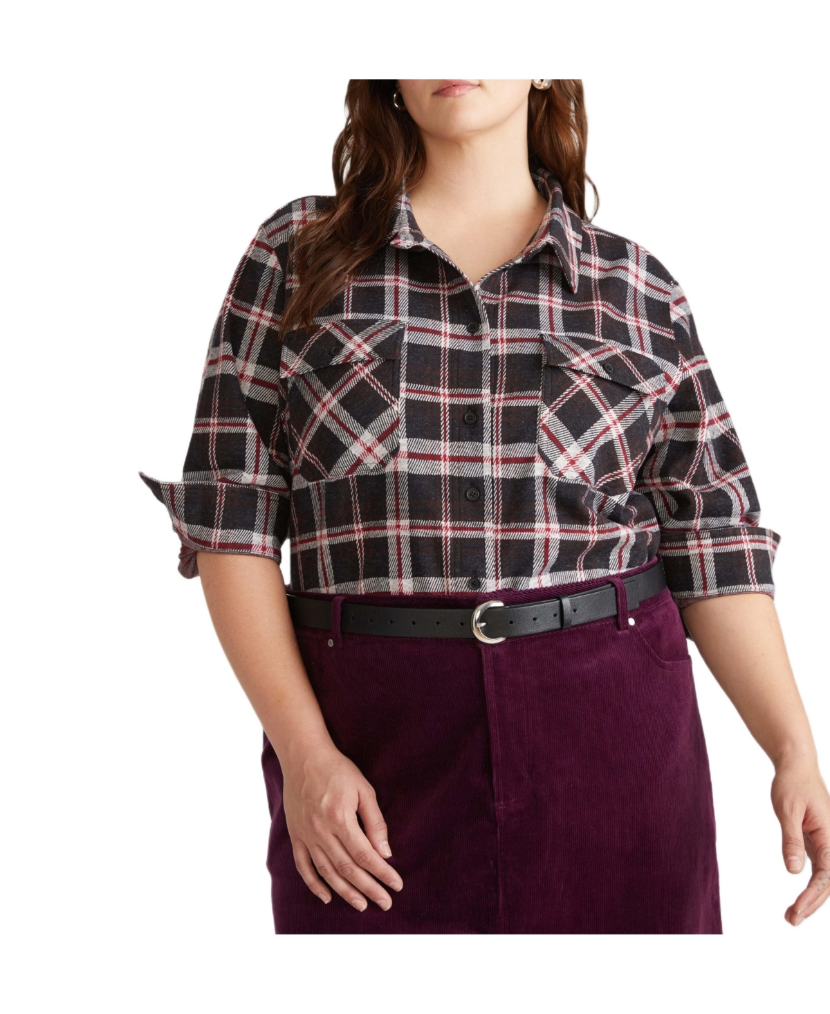 Click here for Universal Standard Womens Maine Stretch Flannel Sh... prices