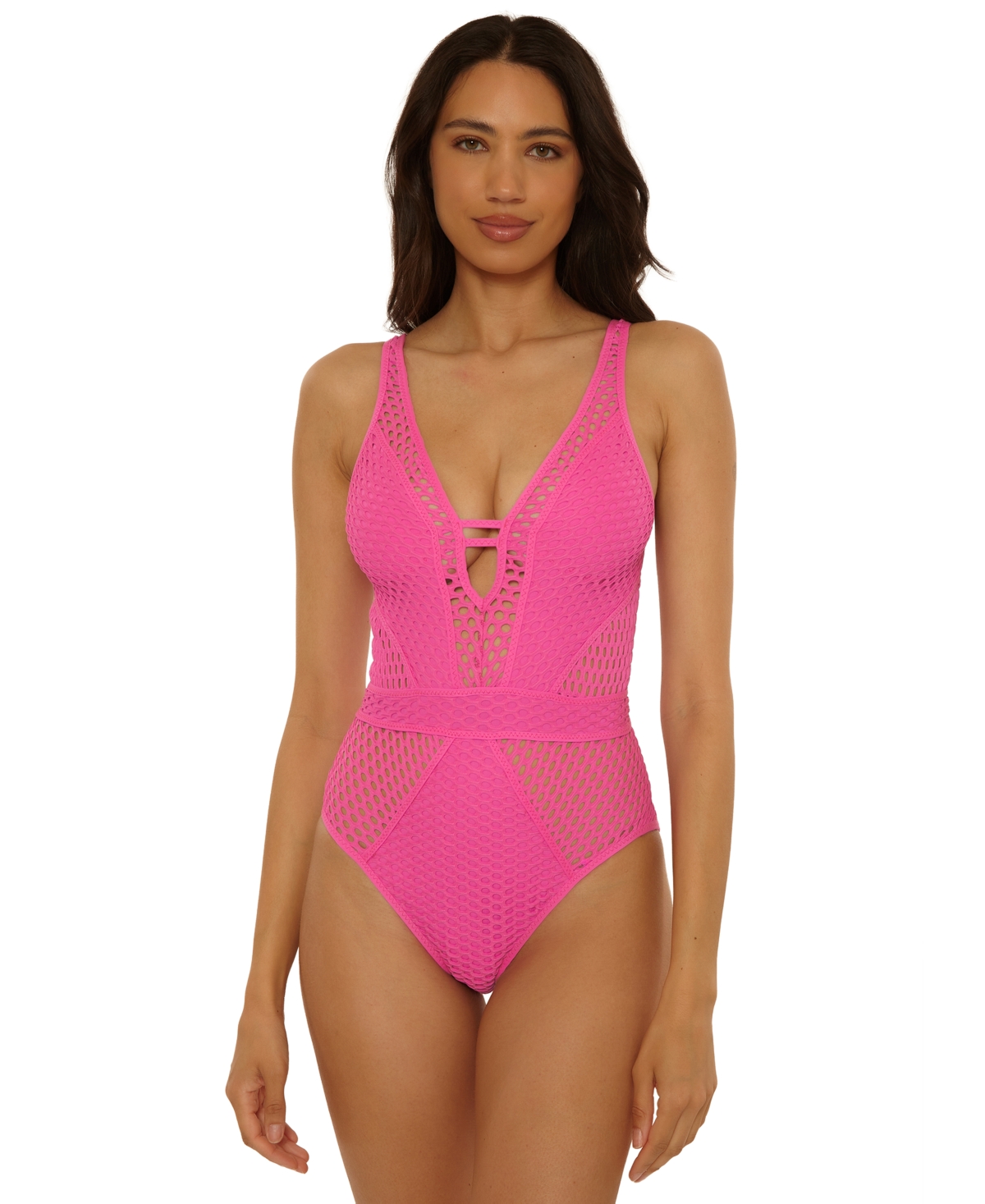 Click here for Becca Womens Castaway Fishnet One-Piece Swimsuit -... prices