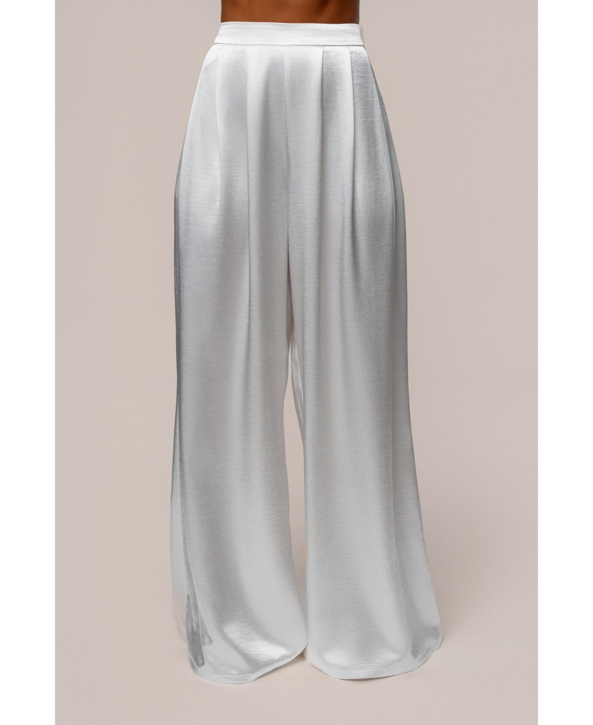 Click here for Jluxlabel Womens Satin Bliss Pleated Pant - White prices