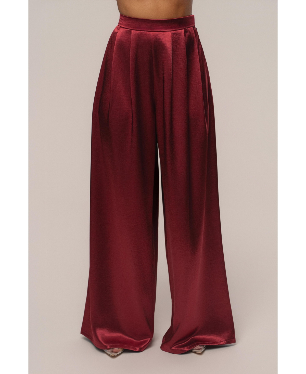 Click here for Jluxlabel Womens Satin Bliss Pleated Pant - Red prices