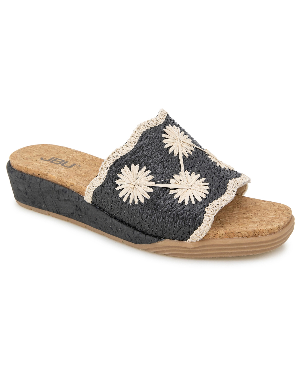 Click here for Jbu Womens Winnie Casual Wedge Sandals - Black/Whi... prices