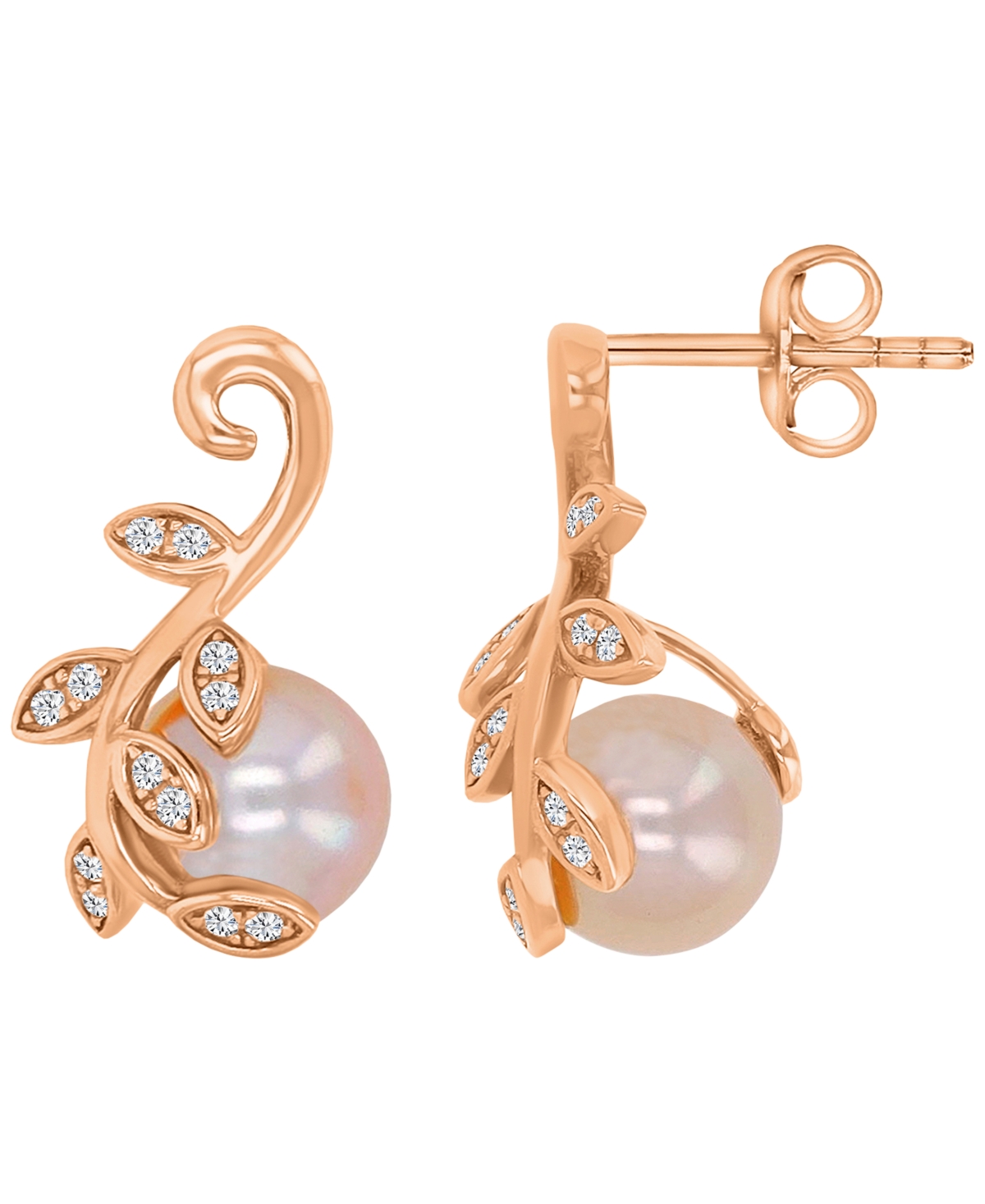 Click here for Macys Imitation Pearl & Diamond Leaves Earrings -... prices