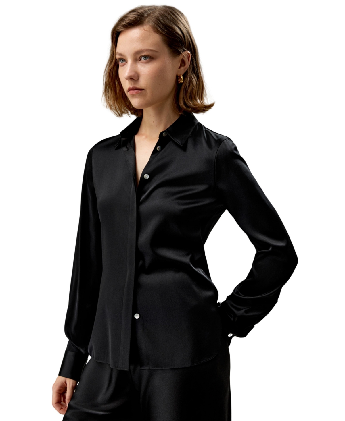 Click here for Lilysilk Womens Elegant Silhouette Silk Shirt - Bl... prices