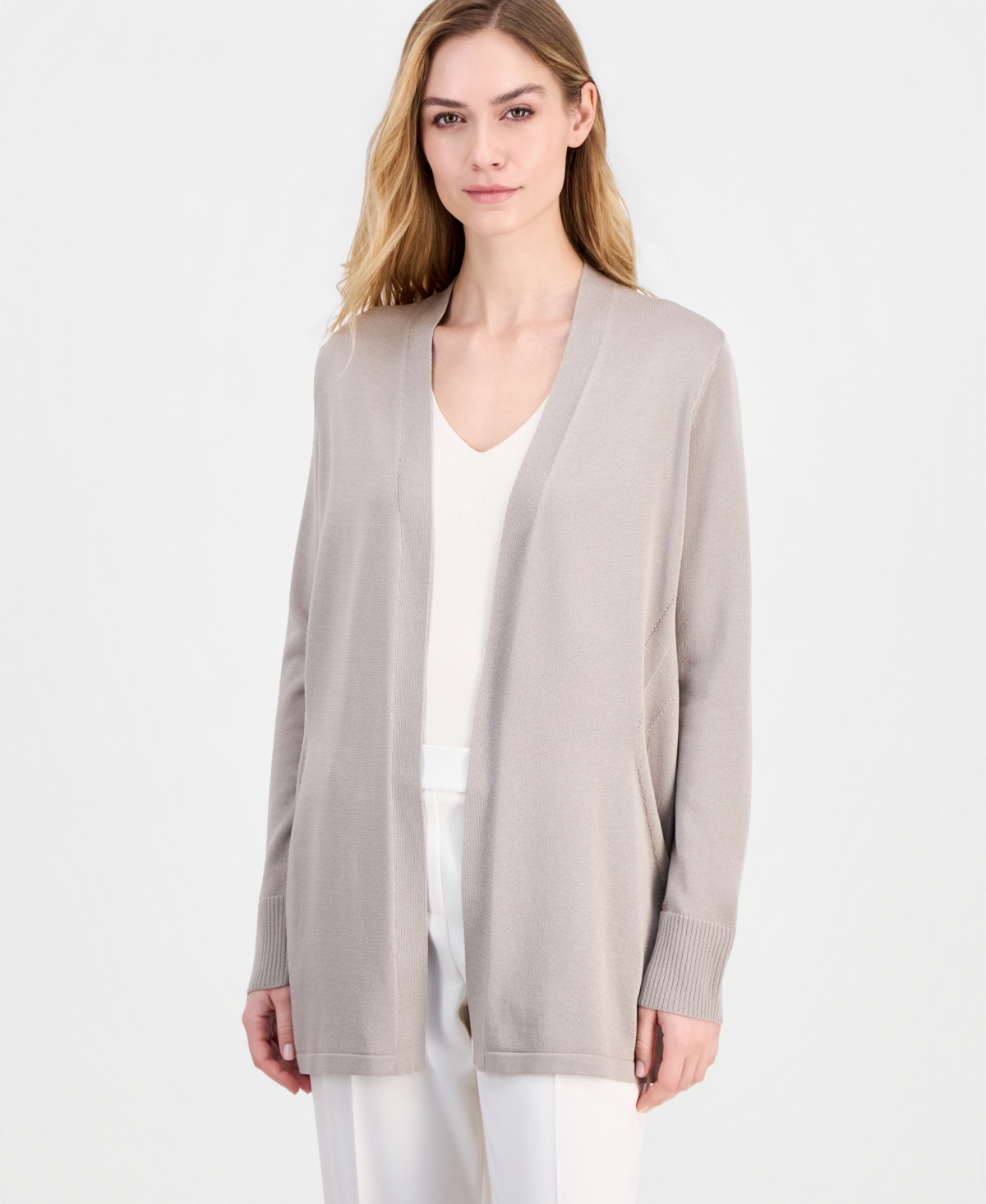 Click here for Anne Klein Womens Open-Front Rib Pocket Cardigan -... prices