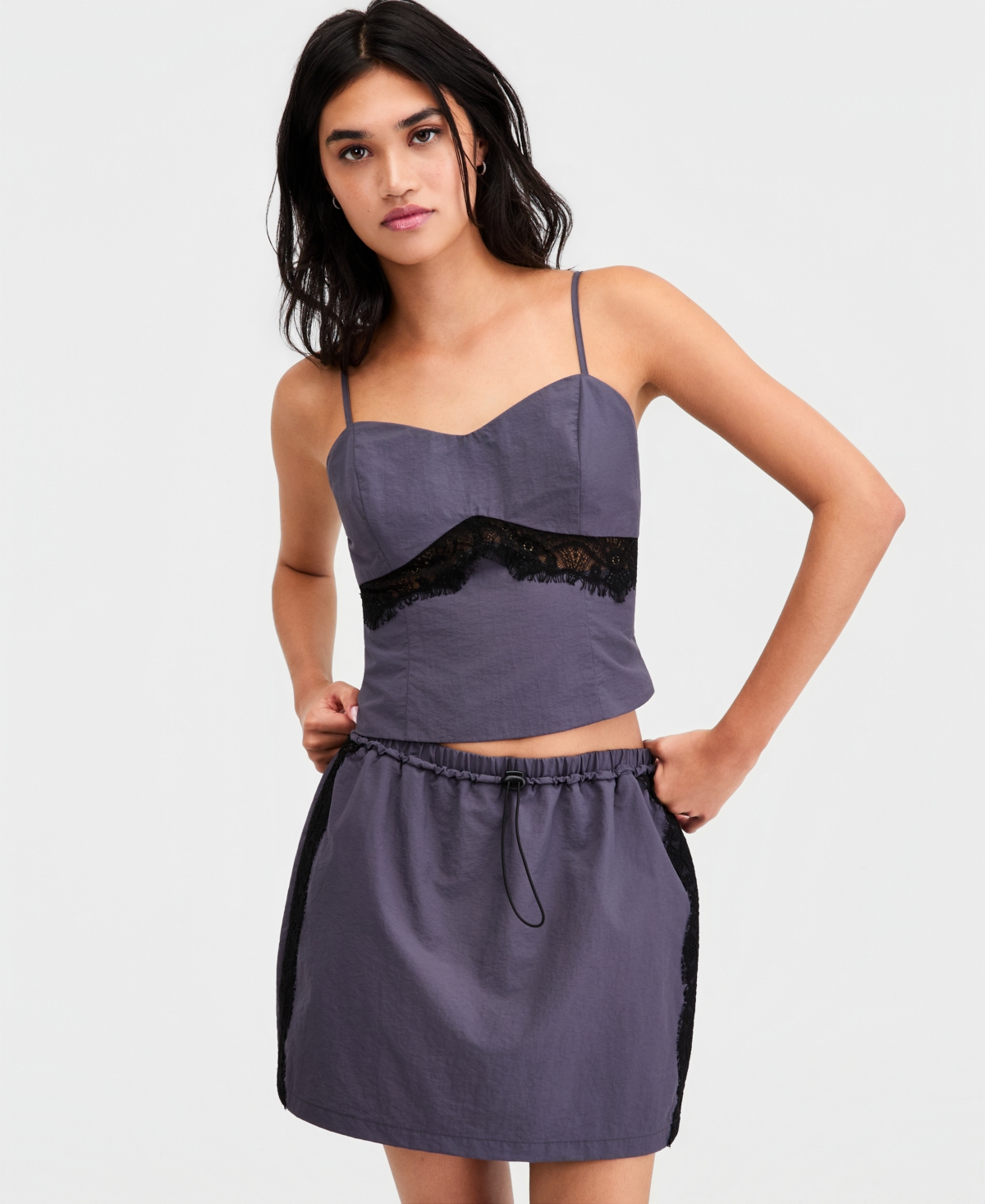 Click here for Bar Iii Womens Lace-Trim Cropped Top  Macys Exclus... prices