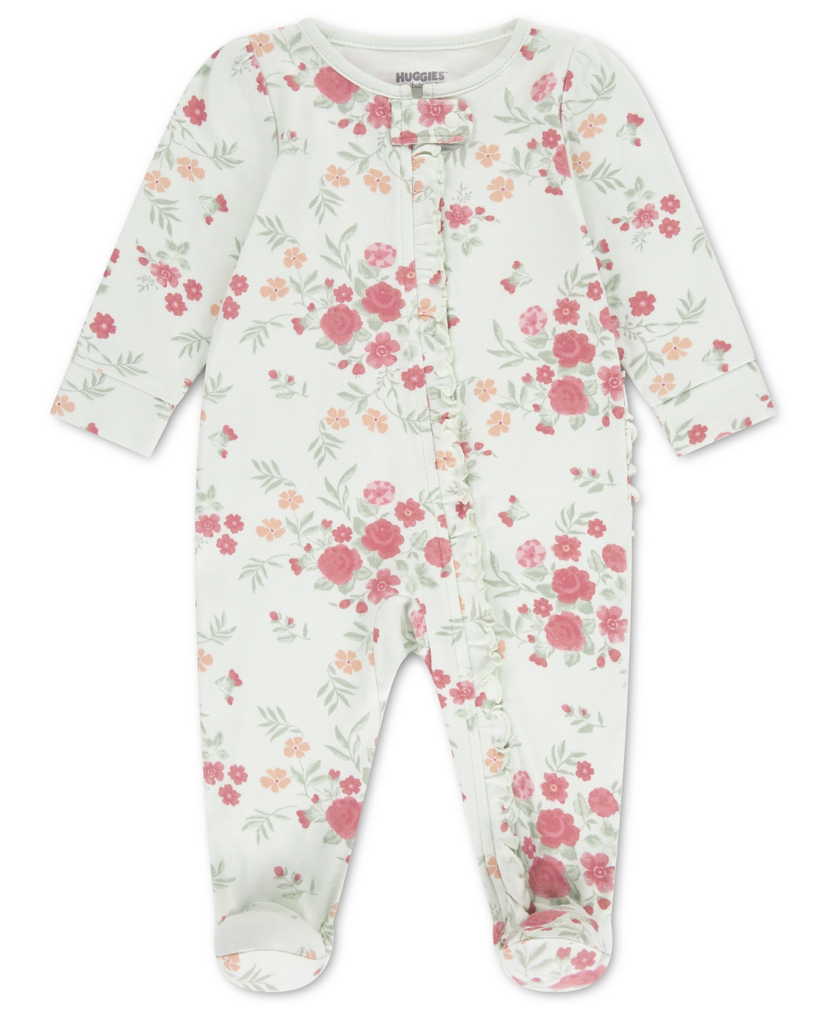 Click here for Huggies Baby Girls Crewneck Footed Coverall - Off... prices
