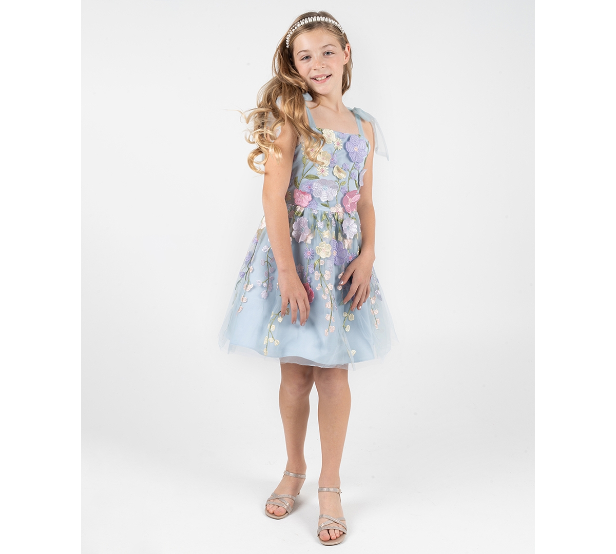 Click here for Rare Editions Girls 7-16 3D Floral Embroidered Mes... prices