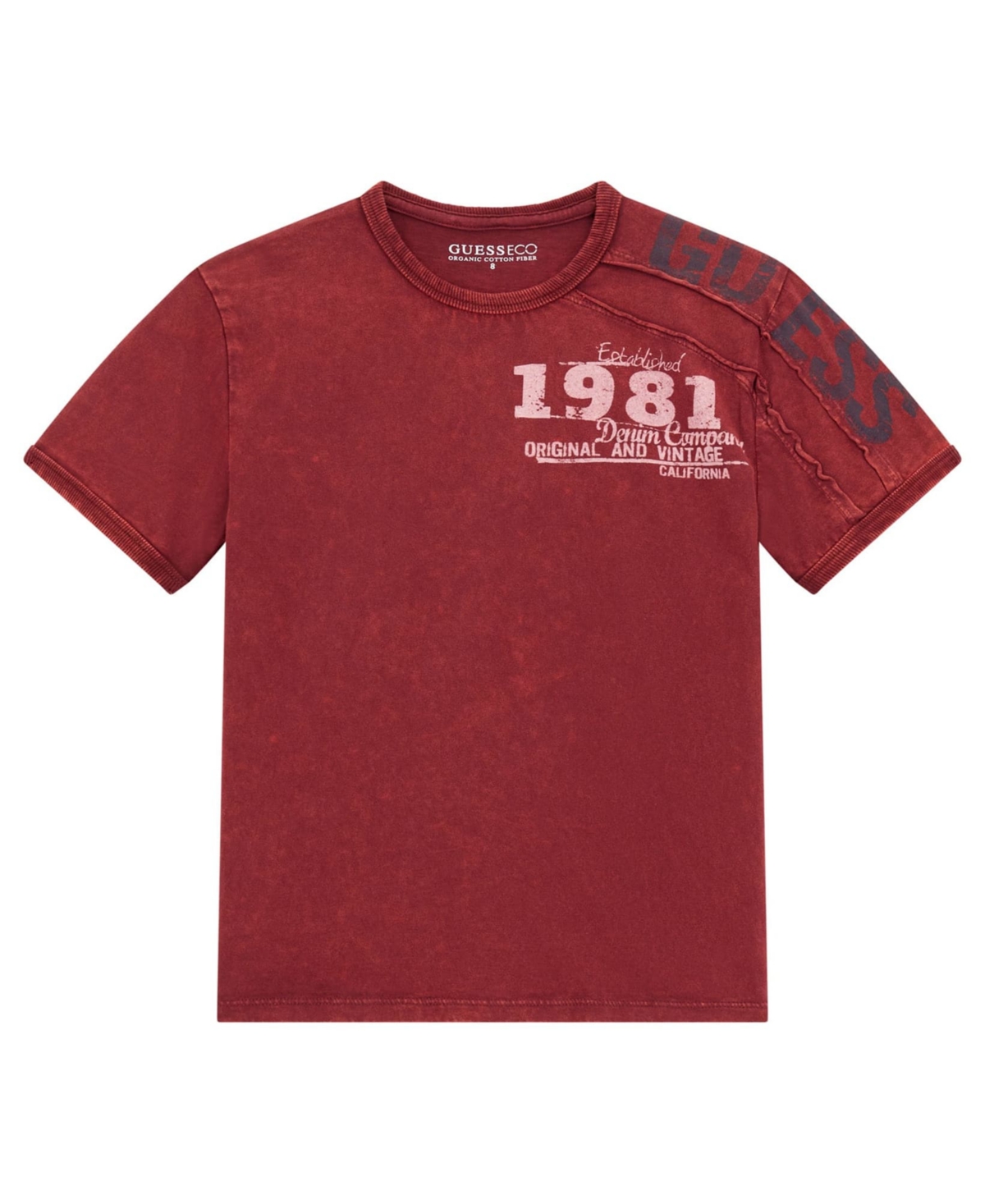 Click here for Guess Boys 8-18 Garment Dye Crewneck T-Shirt - Red prices