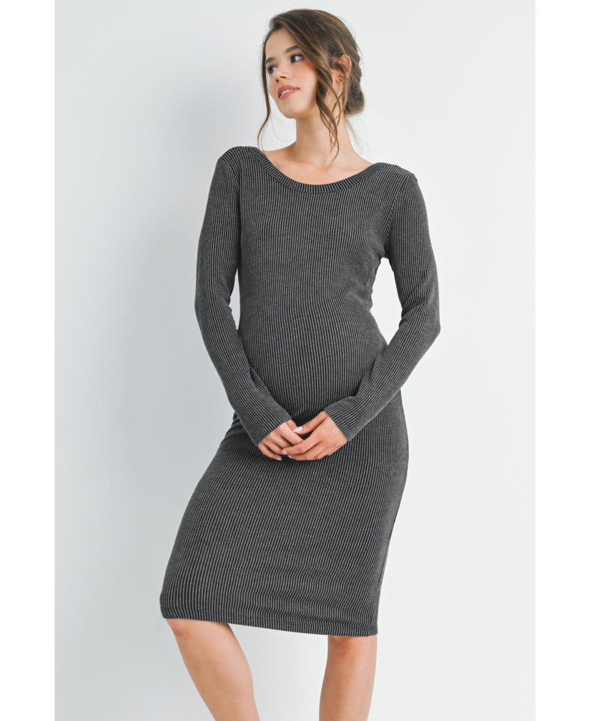 Click here for Hello Miz Maternity Bodycon Ribbed Knit Long Sleev... prices