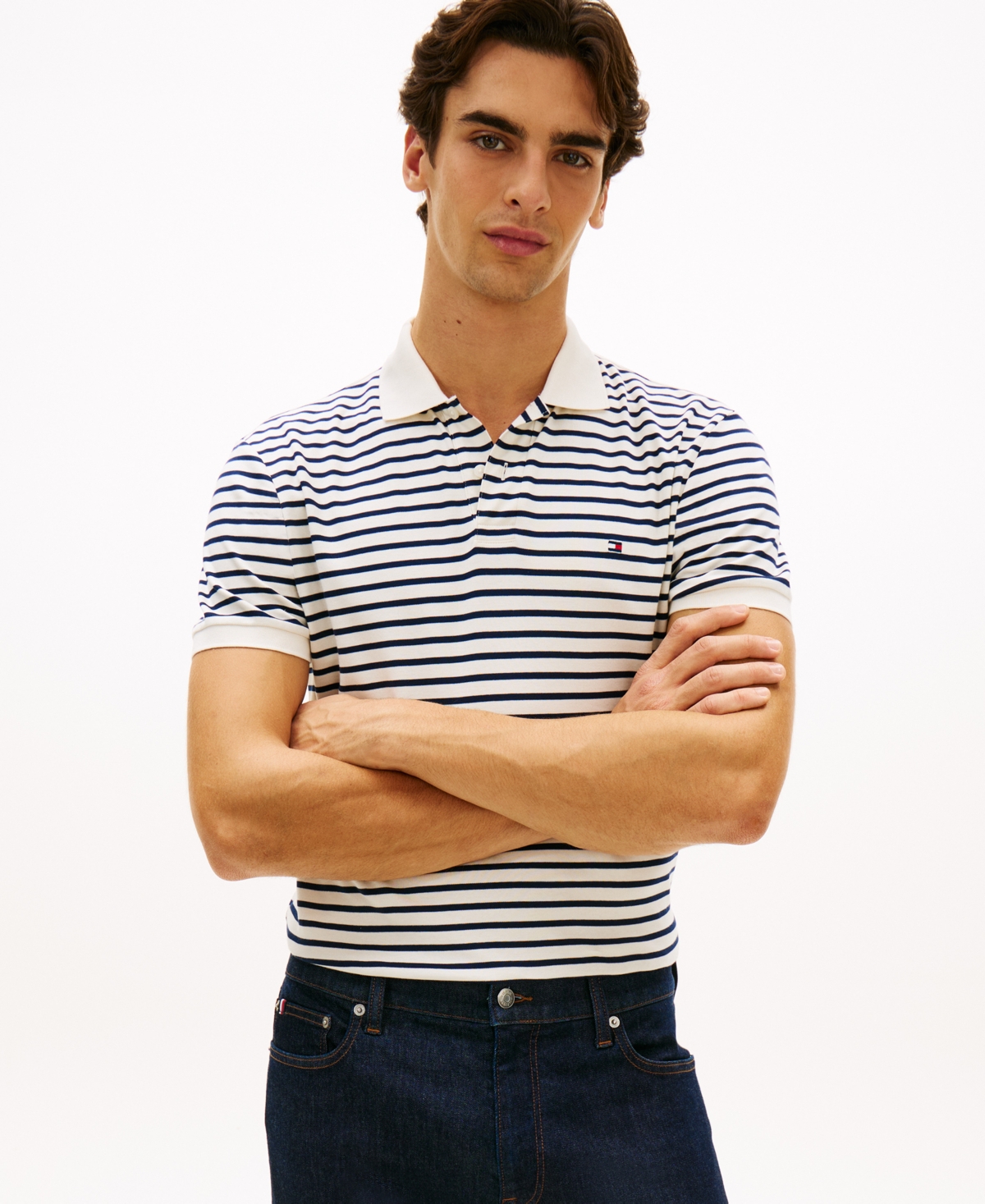 Click here for Tommy Hilfiger Mens Interlock Stripe Regular-Fit P... prices