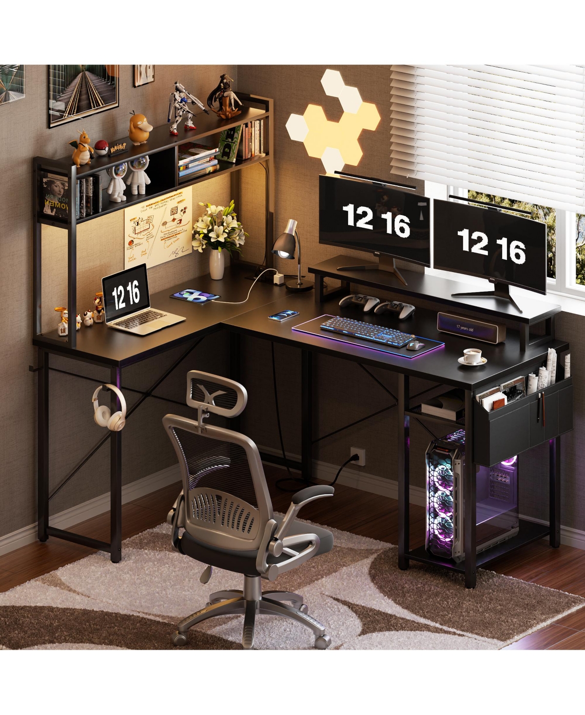Click here for Aheaplus 49 Small L Shaped Desk with Hutch  Revers... prices