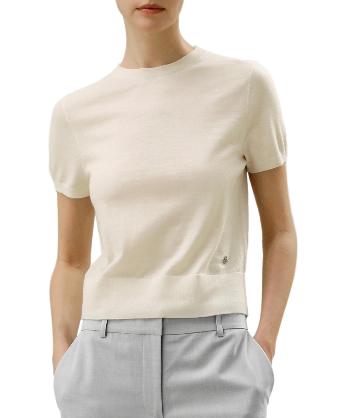 Click here for Lilysilk Womens Cashmere Round Neck Sweater - Whit... prices