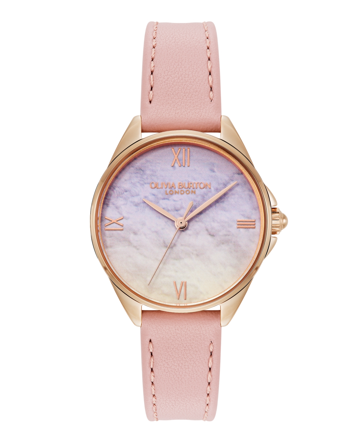 Click here for Olivia Burton Womens Azure Rose Leather Strap Watc... prices