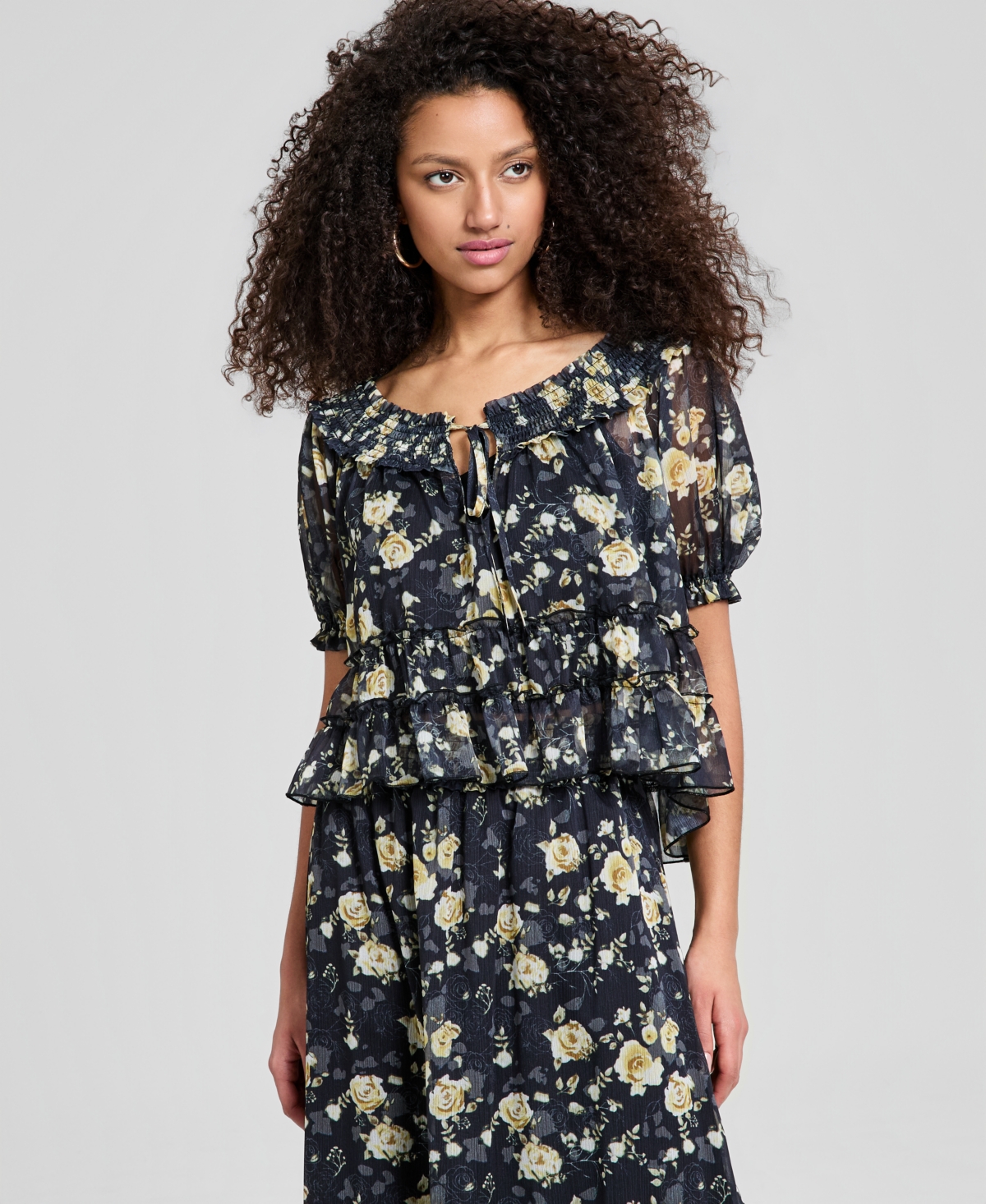 Click here for And Now This Womens Ruffled Tie-Neck Top  Macys Ex... prices