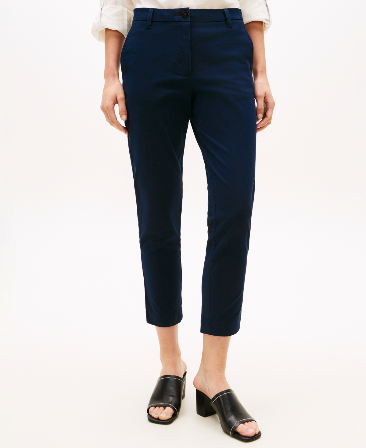 Click here for Tommy Hilfiger Womens Twill Slim Chino Pants - Dar... prices