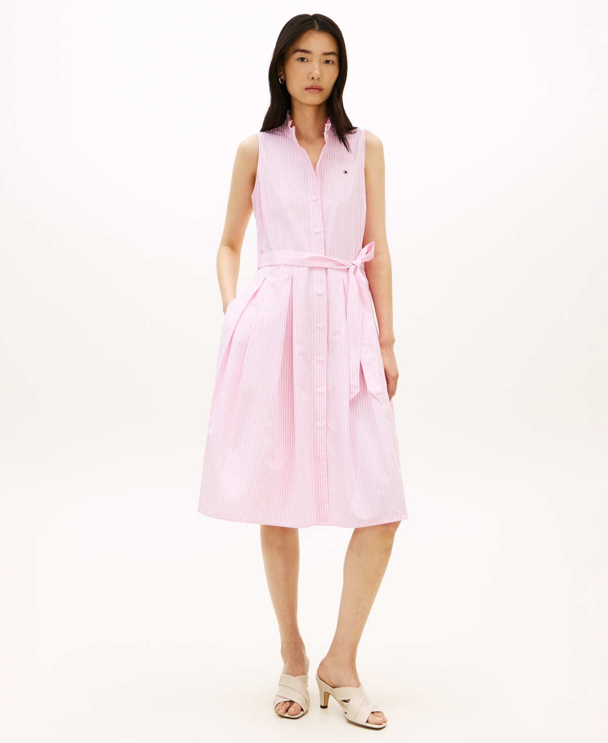 Click here for Tommy Hilfiger Womens Sleeveless Collared Frill Dr... prices