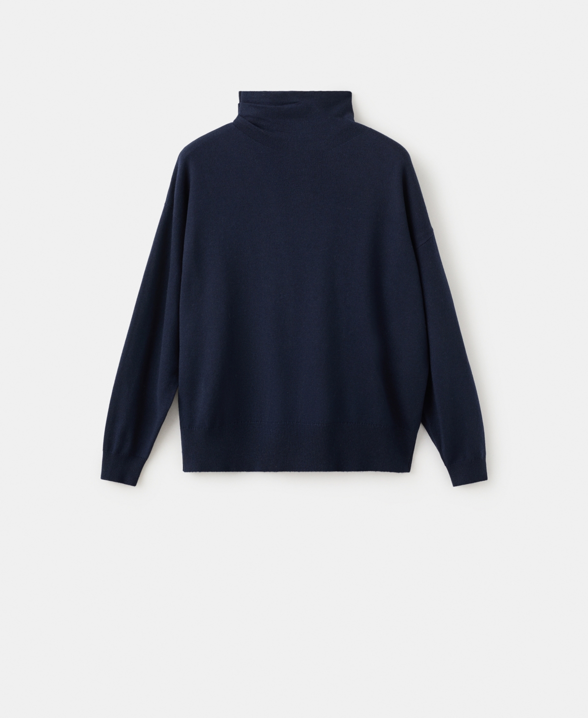 Click here for Mango Womens Draped Turtleneck Sweater - Navy prices