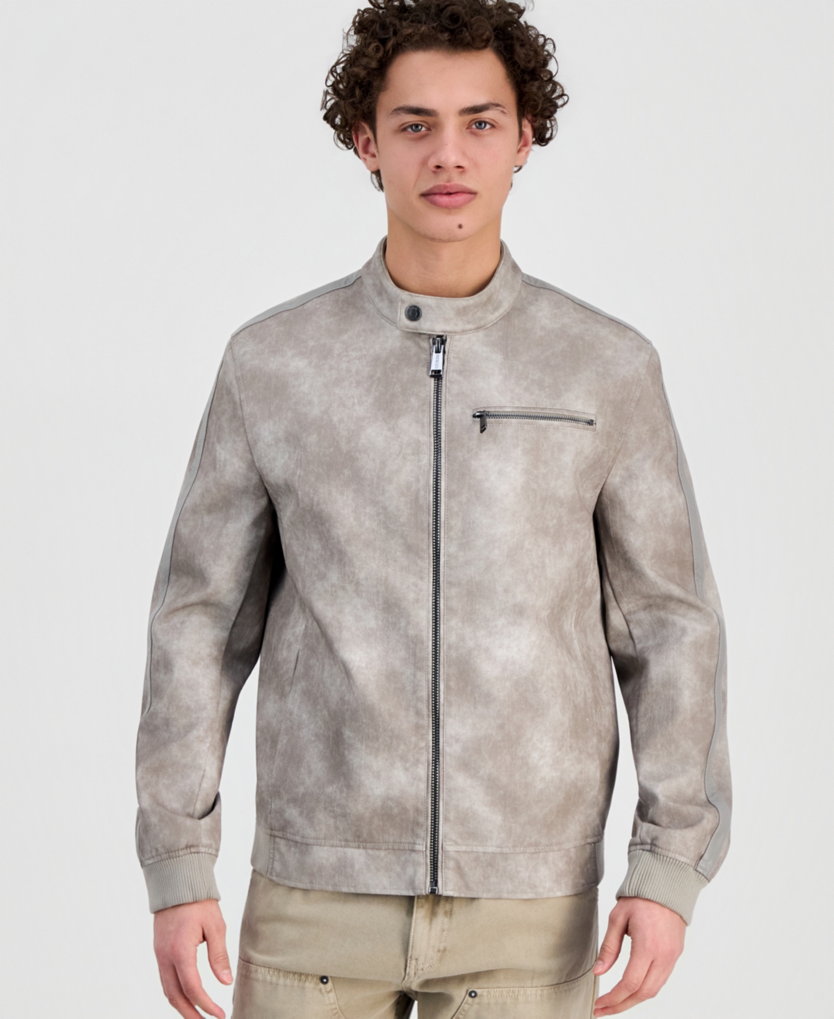 Click here for Guess Mens Justin Faux-Leather Jacket - FULL MOON... prices