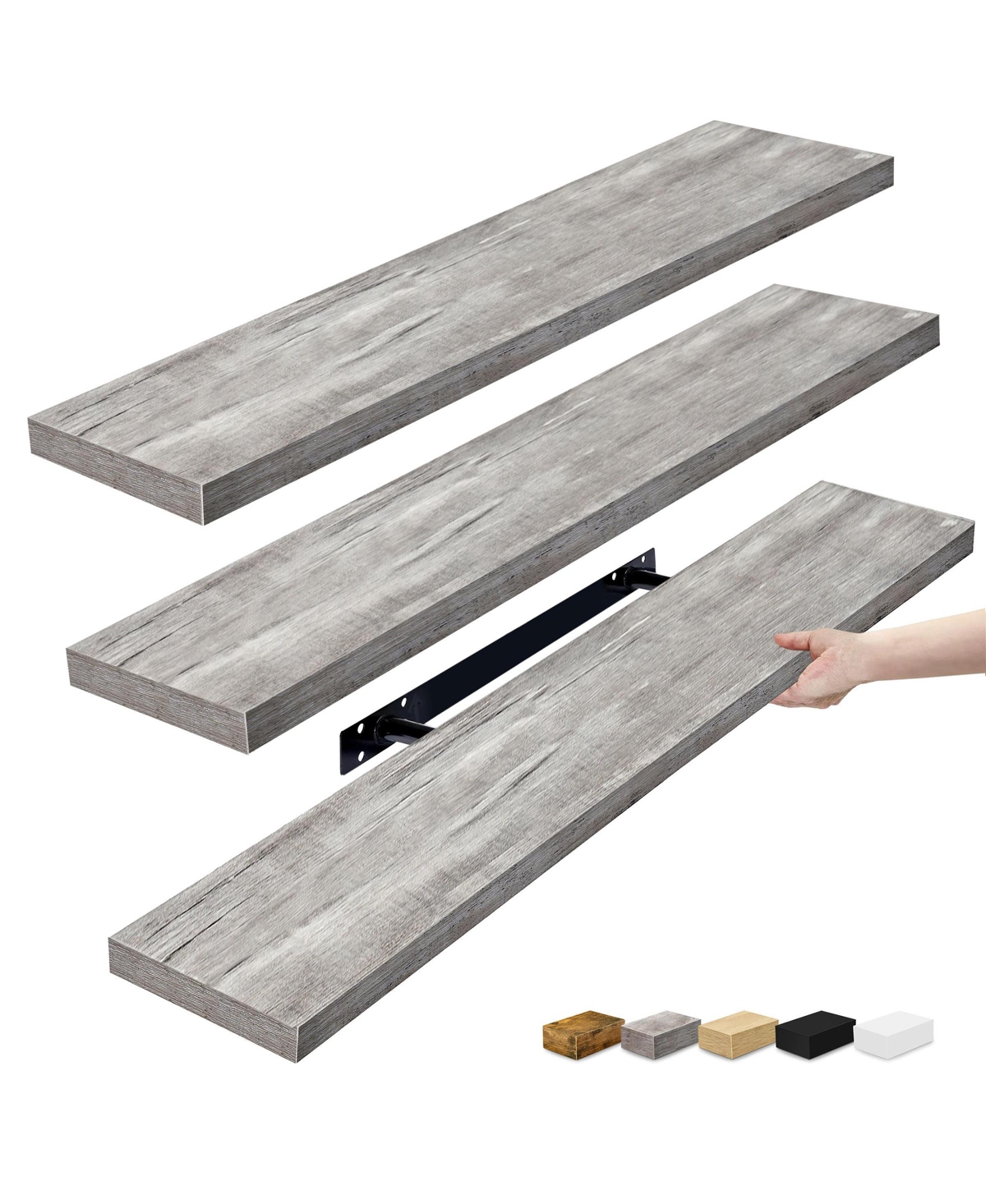 Click here for Sorbus 3-Pack 35-Inch Floating Wall Shelves - Gray prices