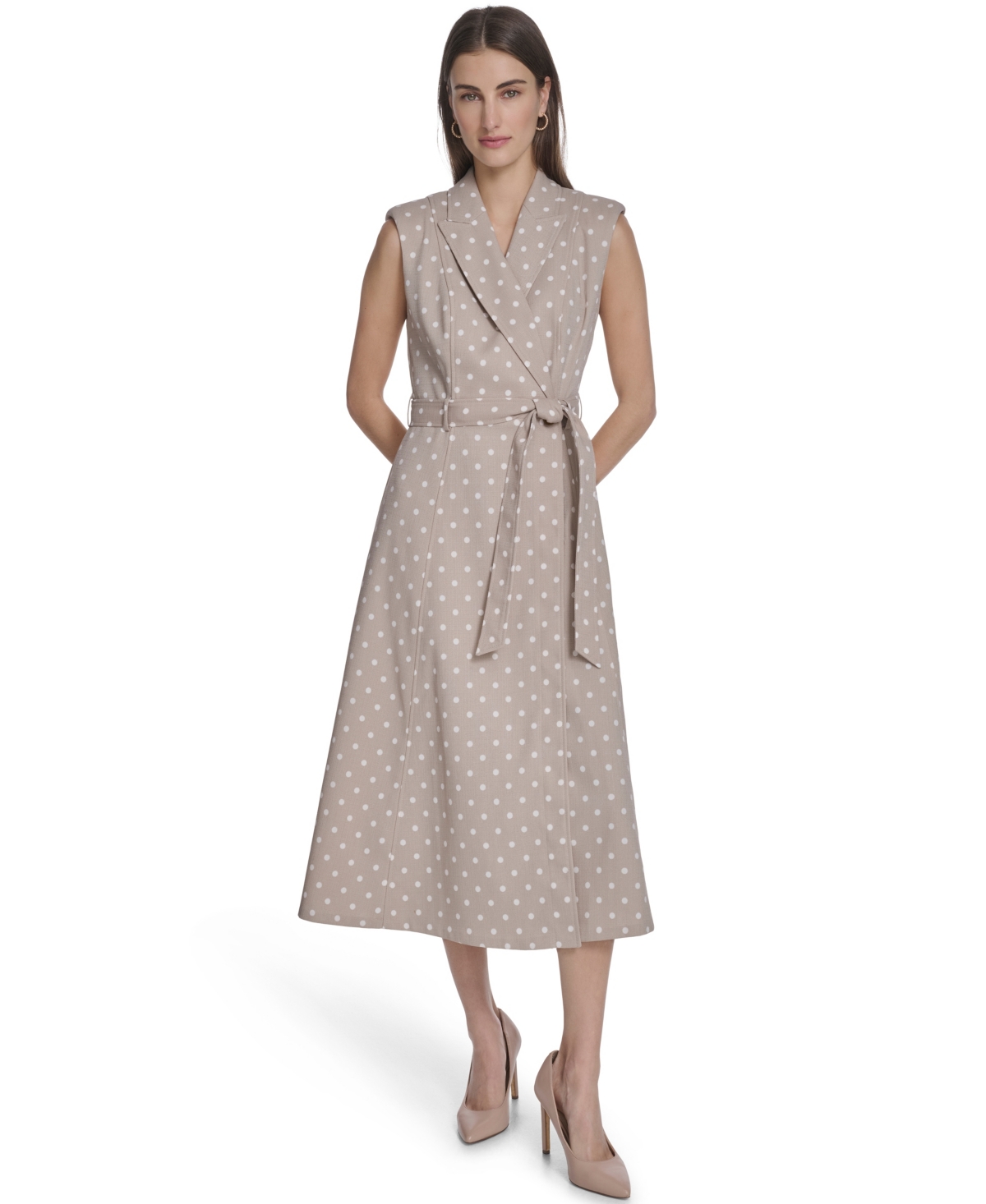 Click here for Calvin Klein Womens Collared Neck Midi Dress - Lat... prices