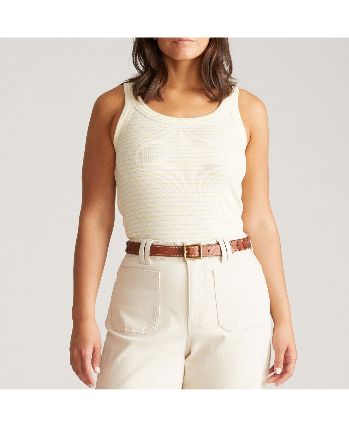 Click here for Universal Standard Womens Ribbed Tank - Yellow mic... prices