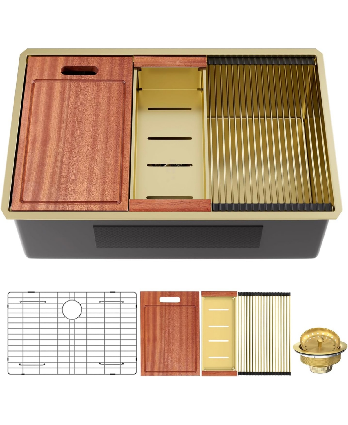 Click here for flynama 32x19inch Gold Undermount Workstation Kitc... prices