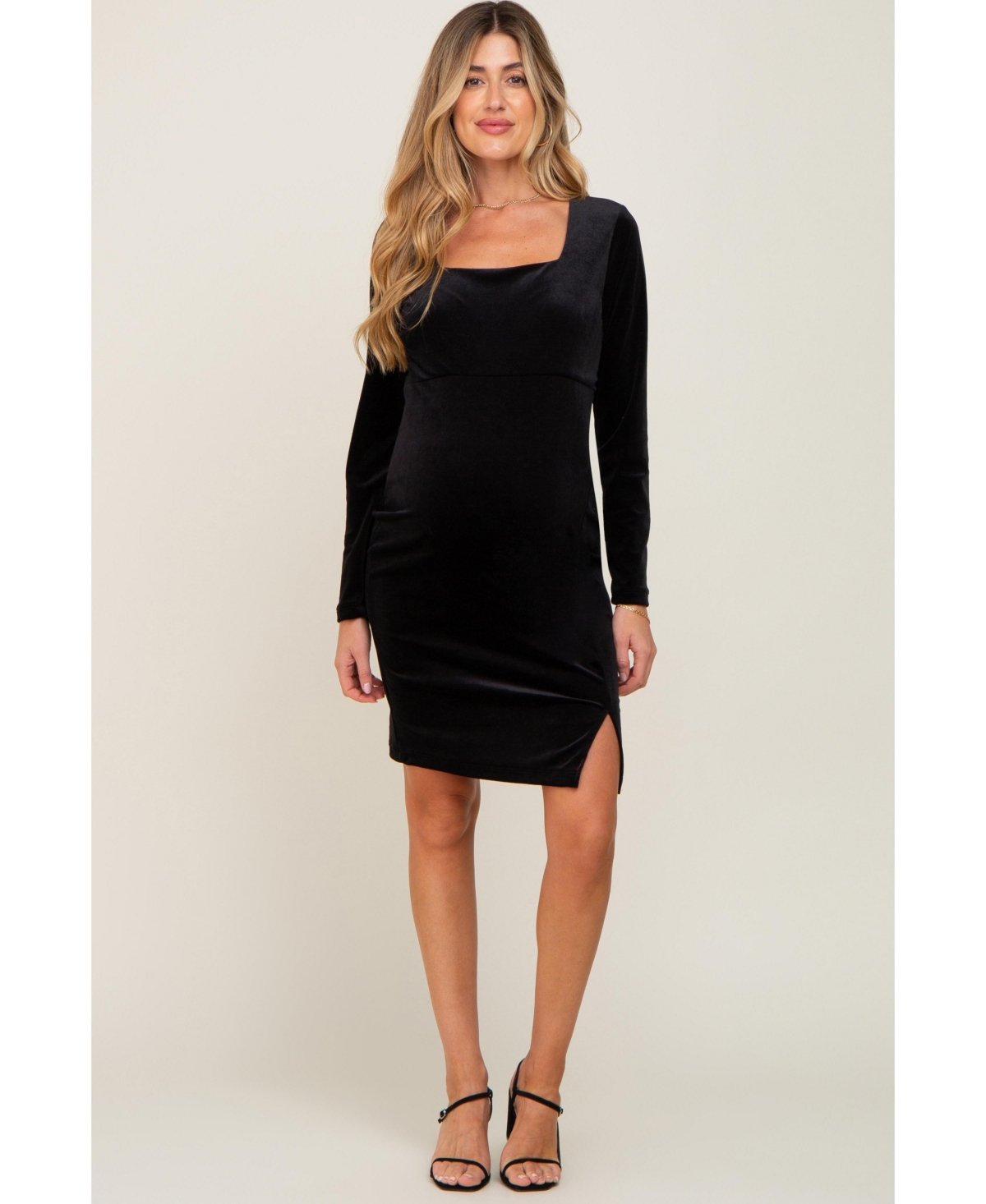 Click here for Pinkblush Maternity Velvet Long Sleeve Side Slit D... prices