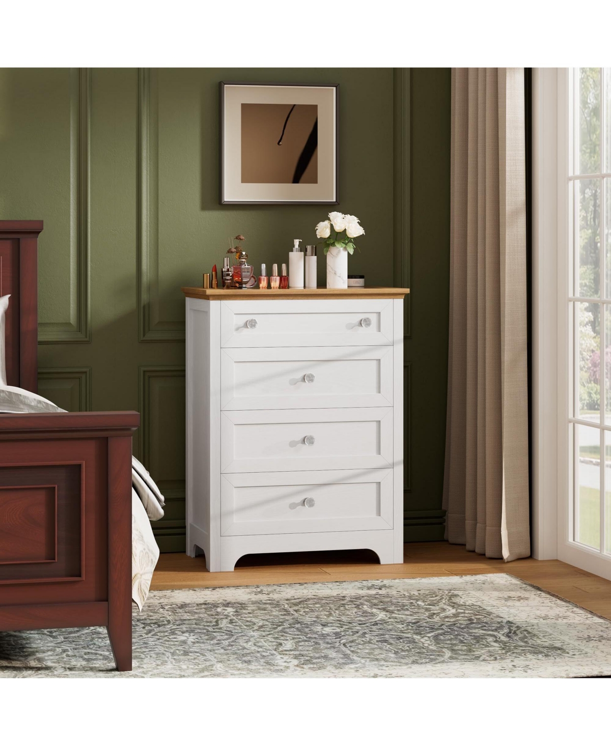 Click here for Gaomon 4 Drawer Wood Dresser for Bedroom with Rgb... prices