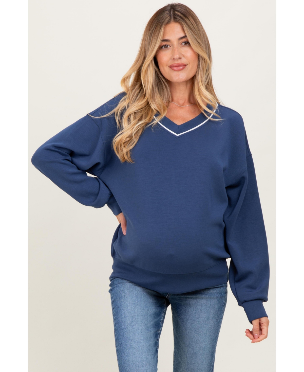 Click here for Pinkblush Maternity V-Neck Sweatshirt - Navy blue prices