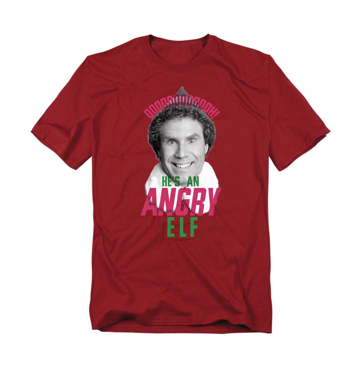 Click here for Elf Mens Hes An Angry T Shirt - Cardinal prices