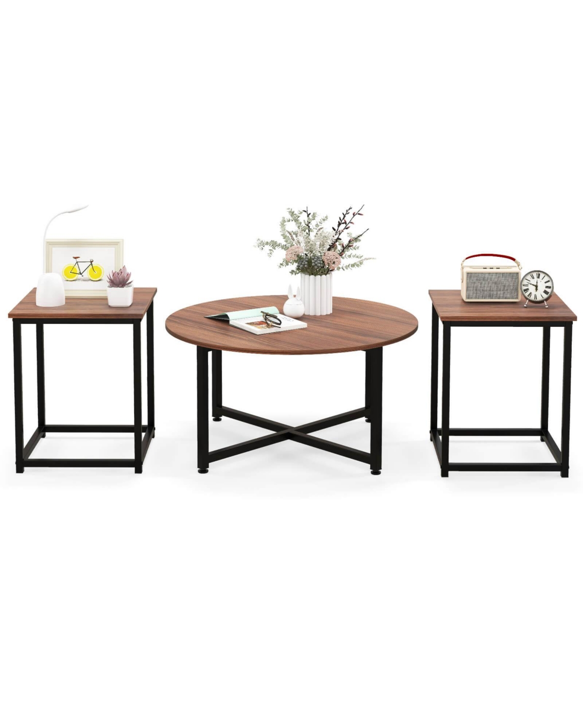 Click here for Costway 3 Pcs Coffee Table Set Round Coffee Table... prices