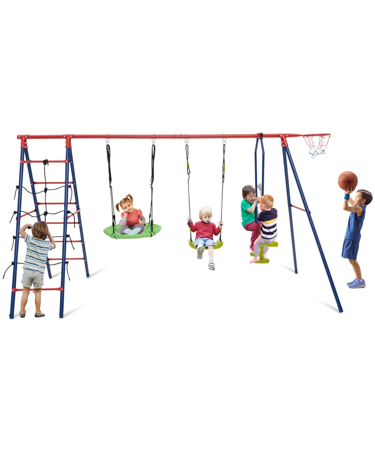 Click here for Hongge 550 Lbs 6-in-1 Patio Kids Swing Set with Cl... prices