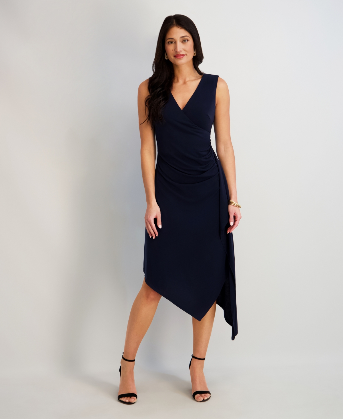 Click here for kensie Womens Asymmetrical Midi Dress - Navy prices