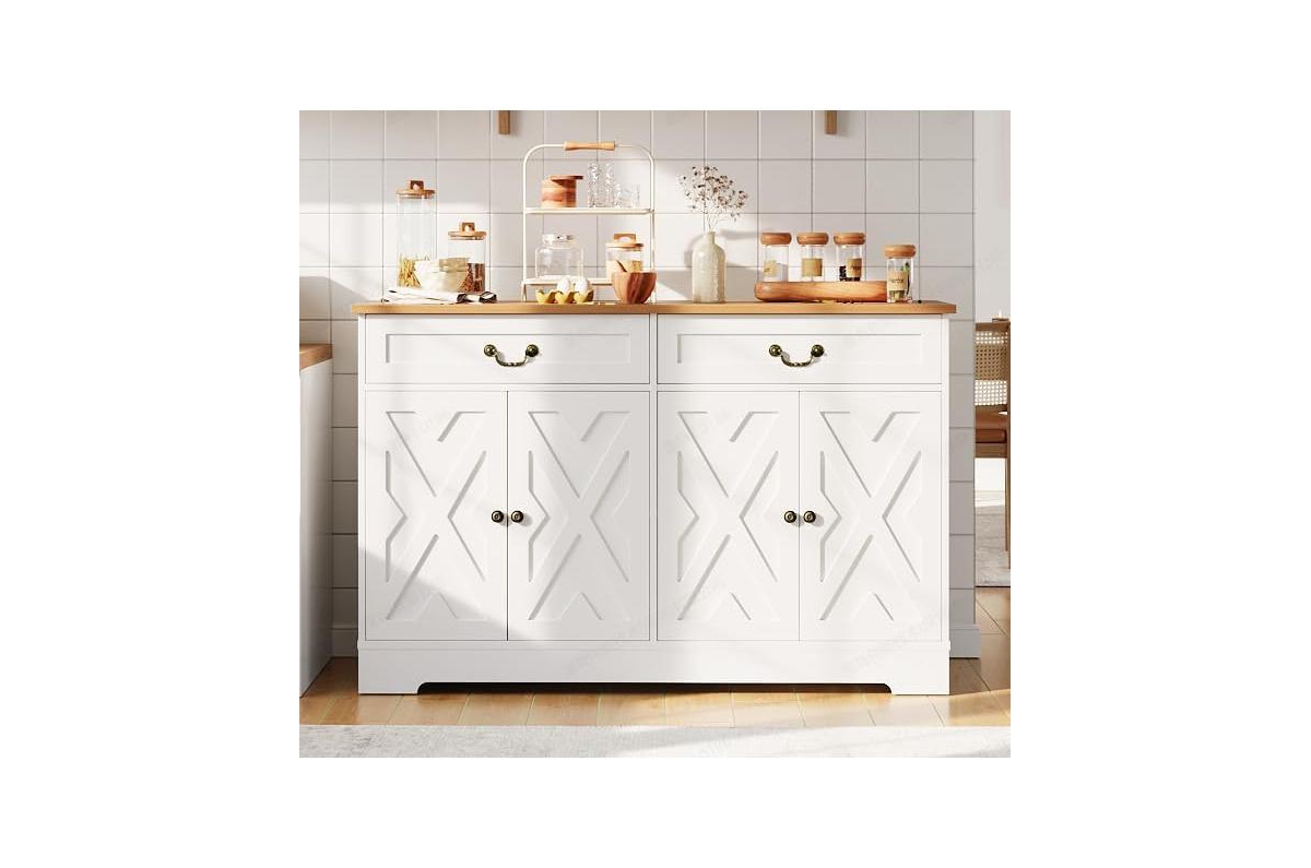 Click here for Gaomon 57" Farmhouse Buffet Cabinet  White Si... prices
