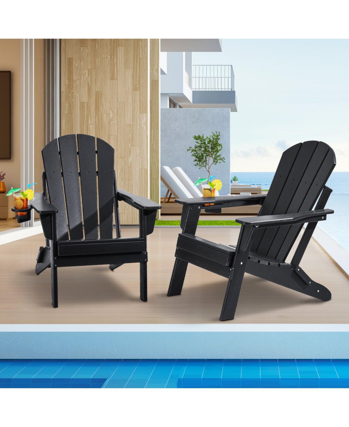 Click here for Mecale Set of 2 Plastic Adirondack Chairs  All-Wea... prices