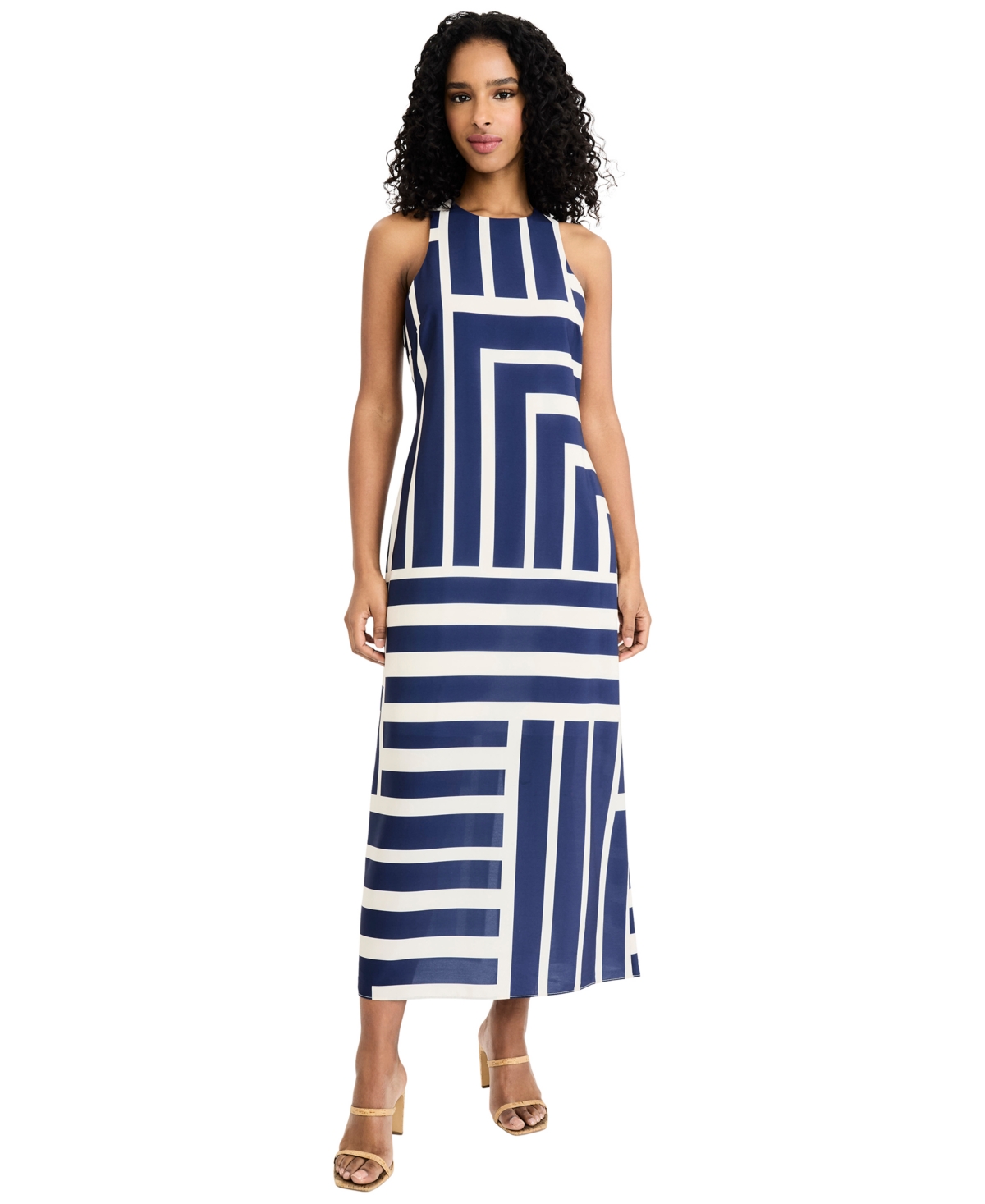 Click here for Donna Morgan Womens Crewneck Maxi Dress - Cream/Na... prices