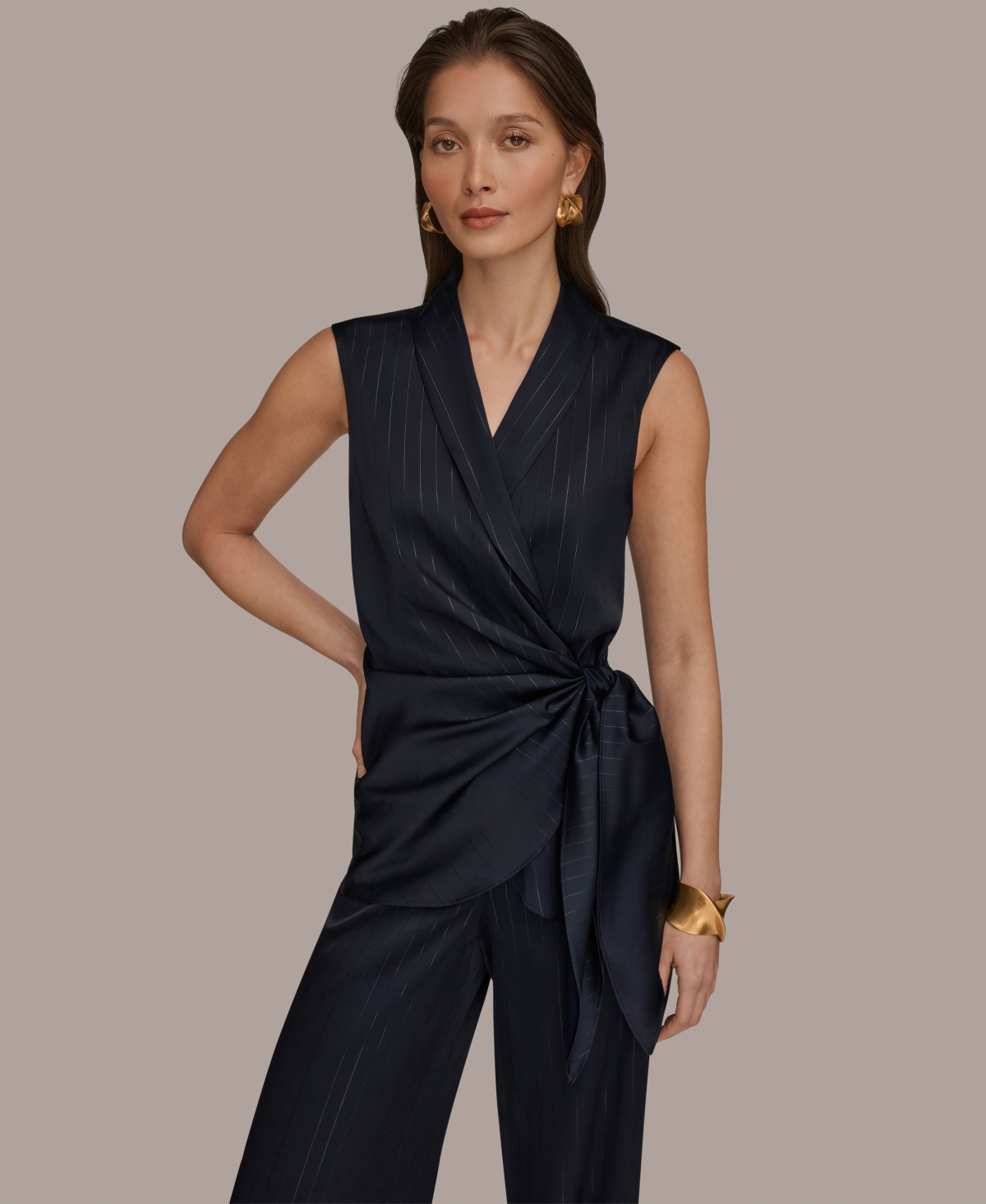 Click here for Donna Karan New York Womens Pinstripe Sleeveless T... prices