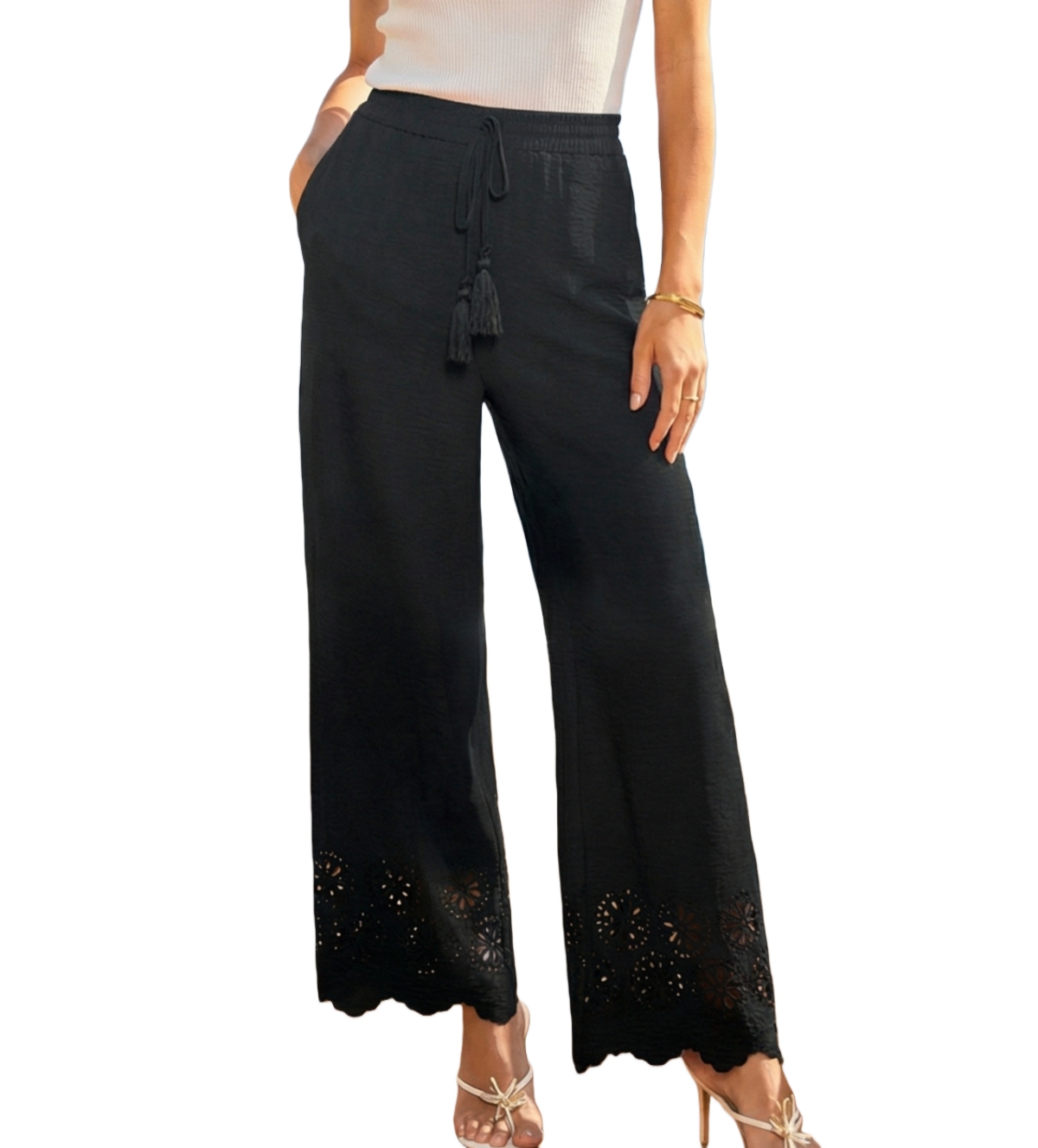 Click here for Cupshe Womens High Regard Black Pants - Black prices