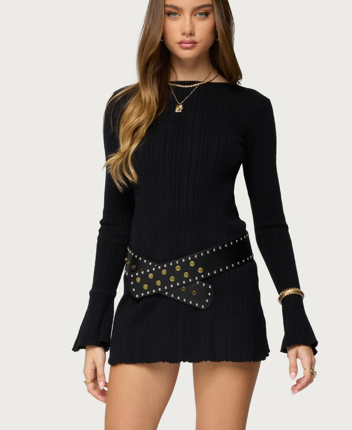 Click here for Edikted Womens Isabel Backless Ribbed Knit Mini Dr... prices