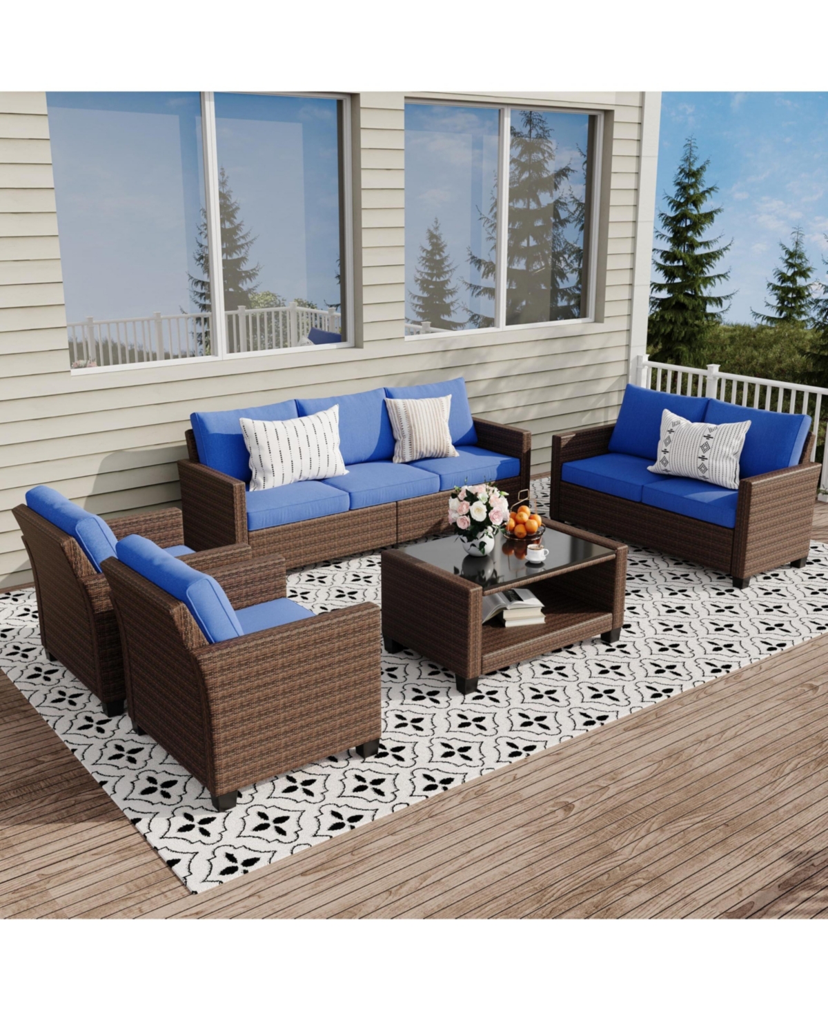 Click here for Patio Furniture Set 5 Pieces  Rattan Wicker Sectio... prices