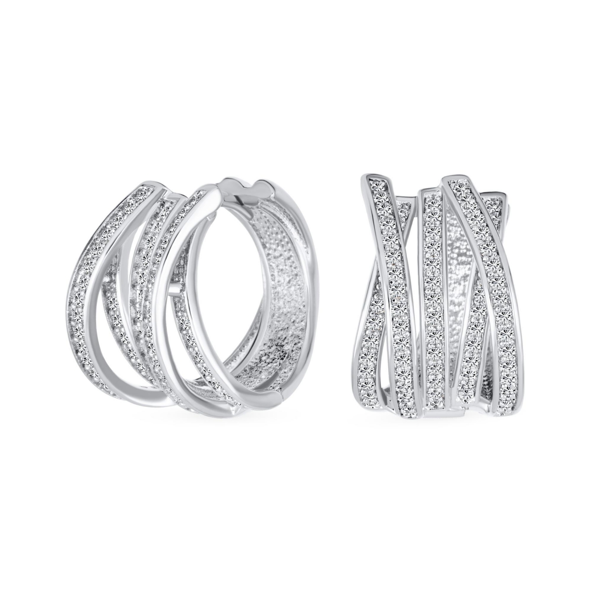 Click here for Bling Jewelry Pave Cz Five Rows Wide Criss Cross H... prices